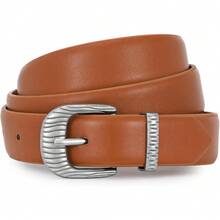 Leather Belts For Women Casual Waist Belt With Vintage Silver Buckle ...
