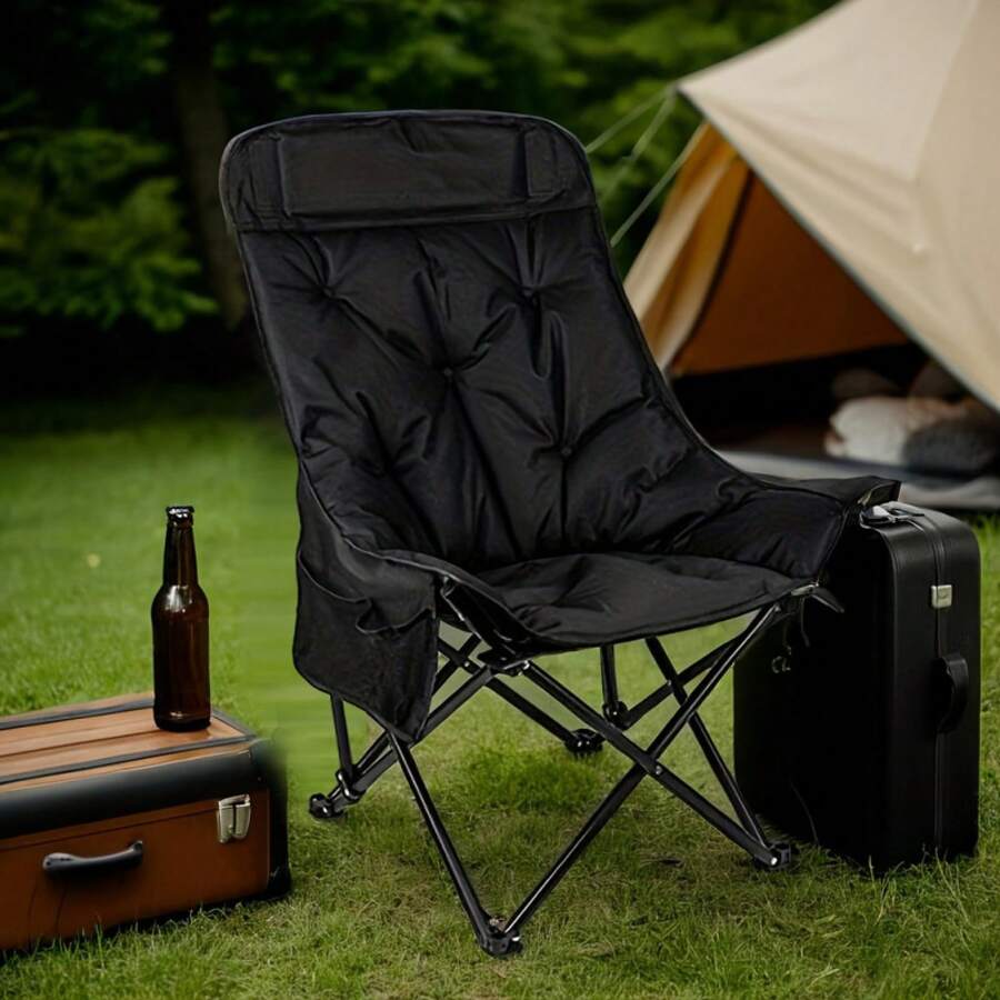 Heavy-Duty Foldable High-Back Outdoor Chair With Thickened Cushioning ...
