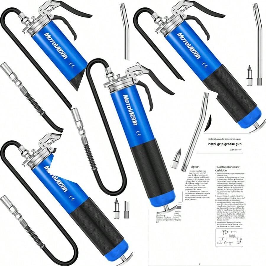 Sagre Heavy Duty Pistol Grip Grease Gun 6000 PSI High Pressure With ...