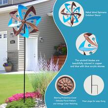 Blue Copper ColorOutdoor Wind Turbine Sculpture And Rotator, Metal ...