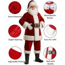 Men's Deluxe Santa Suit 11pc. Christmas Adult Professional Santa Claus ...