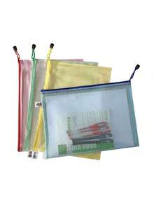 12pcs Office Transparent Storage Hand-Held Zipper Bag Student ...