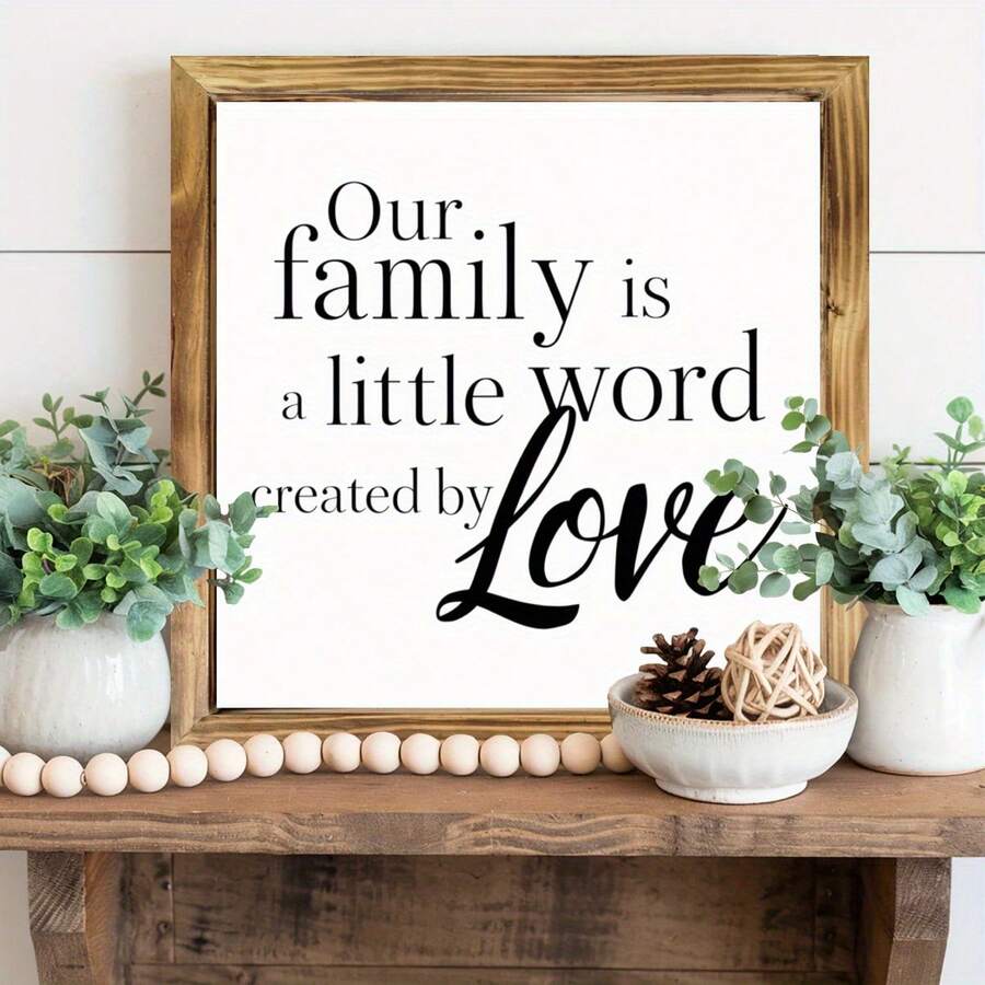 1 Piece Wooden Wall Decoration "Our Family Is Made Of Love" - Country ...