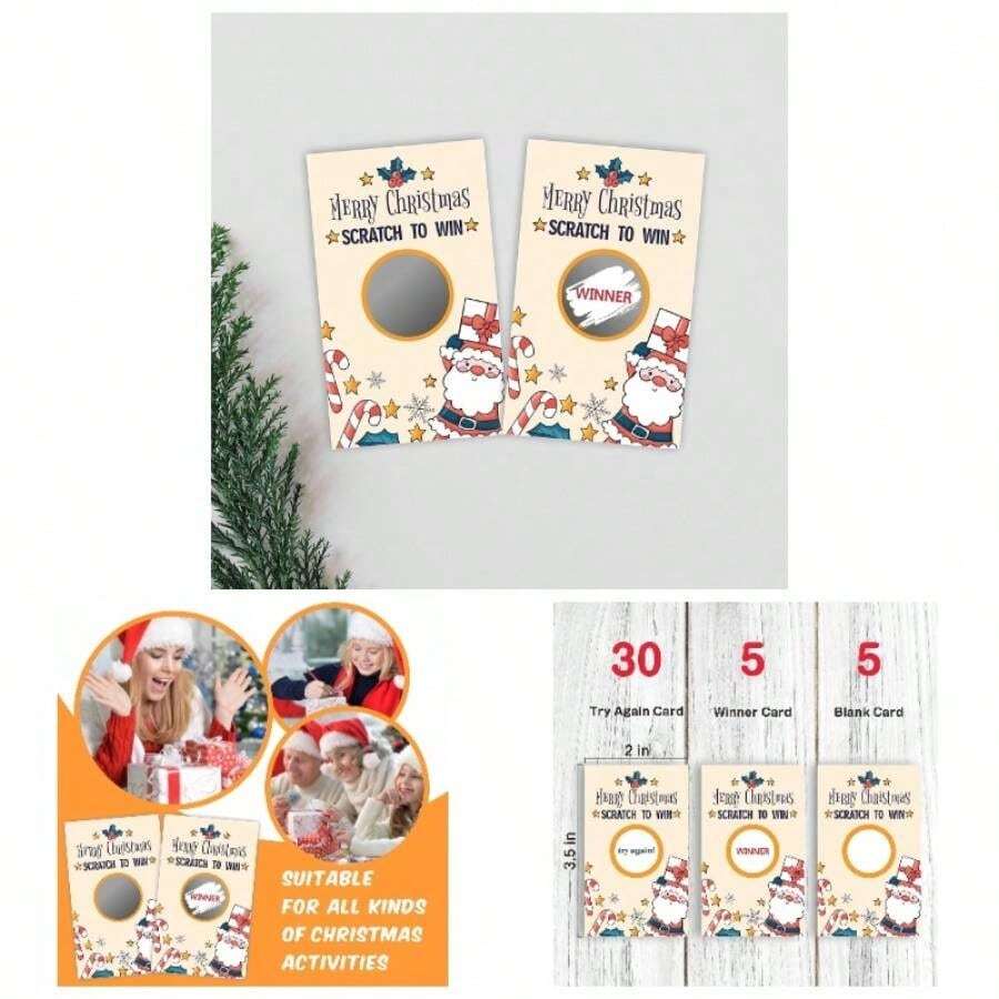 Scratch Off Game Cards, Party Game Cards, Festive Holiday Raffle Ticket ...