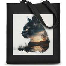 1pc 35*40cm(14*16 Inch) Mystic Cat Landscape Shopping Bag, Non-Stretch ...