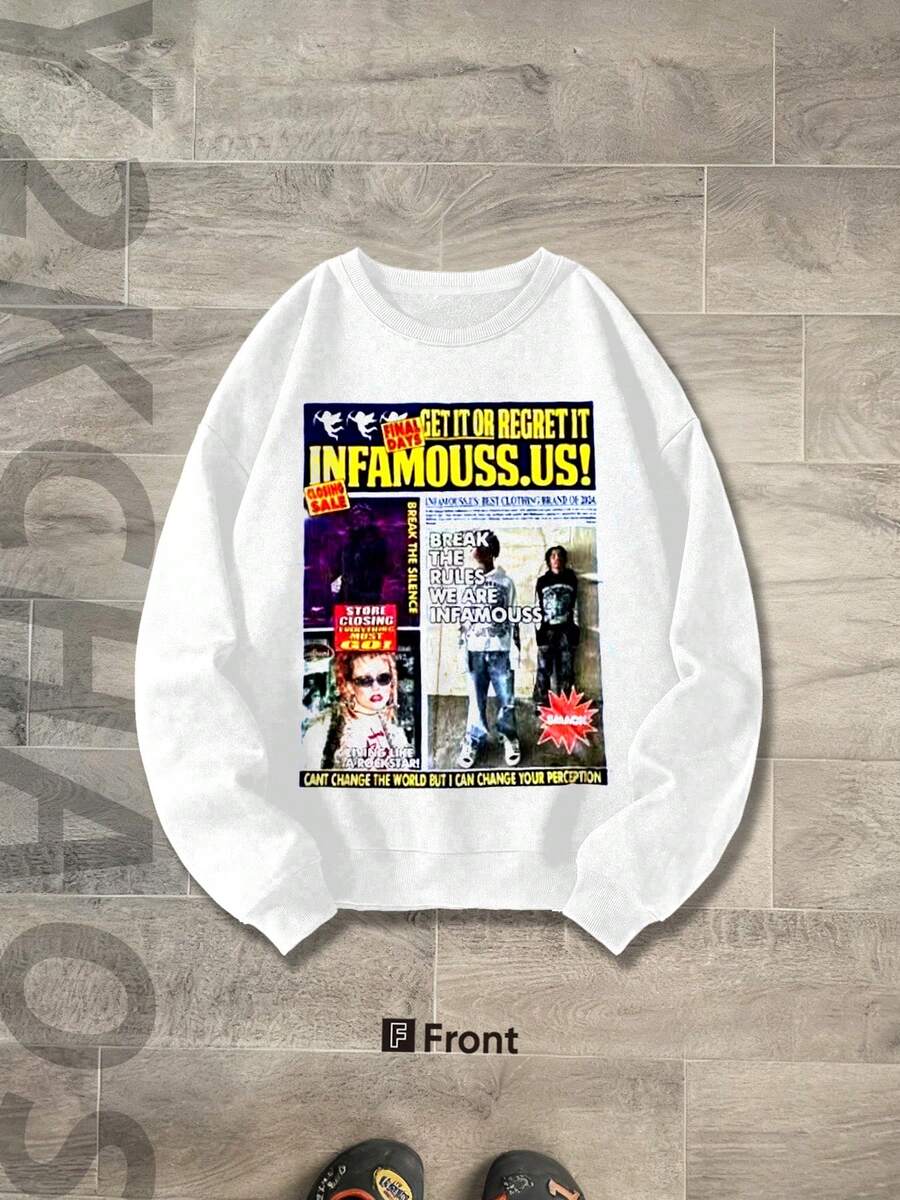 Y2KCHAOS Streetwear Style Unisex Graphic Sweatshirt Infamous Magazine ...