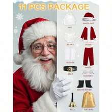 Men's Deluxe Santa Suit 11pc. Christmas Adult Professional Santa Claus ...
