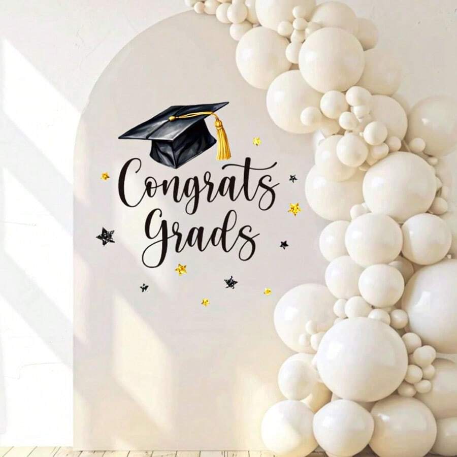 TYUI Congrats Grad Cap Decal Graduation Backdrop Decorations Party ...