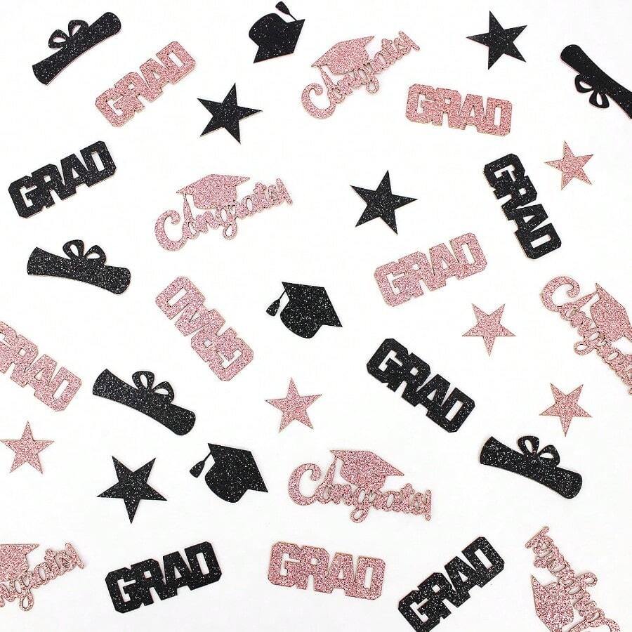 TYUI Glitter Graduation Confetti 2025 Rose Gold Graduation Decorations ...