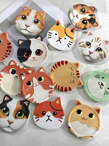 1pc Cute Cat Shaped Ceramic Coaster, 3D Embossed Gold Foil Decor, Heat ...