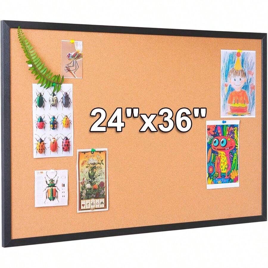 24x36 Inch Cork Bulletin Board Wall With Natural Wood Frame Large Pin ...
