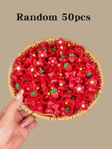 5/10/20/30/40/50pcs New Cute Red Series Hair Scrunchies For Girls, With ...