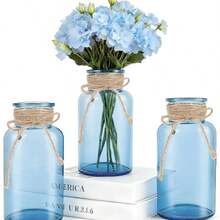Vintage Glass Flower Vase,12 Pack Blue Farmhouse Glass Centerpiece ...