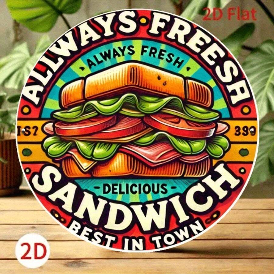 2D Flat, 1pc Retro Sandwich Shop Wall Decor - Vintage Burger Decoration ...