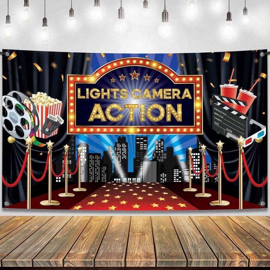 TYUI KatchOn Lights Camera Action Backdrop - Large 72x44 Inch Movie ...