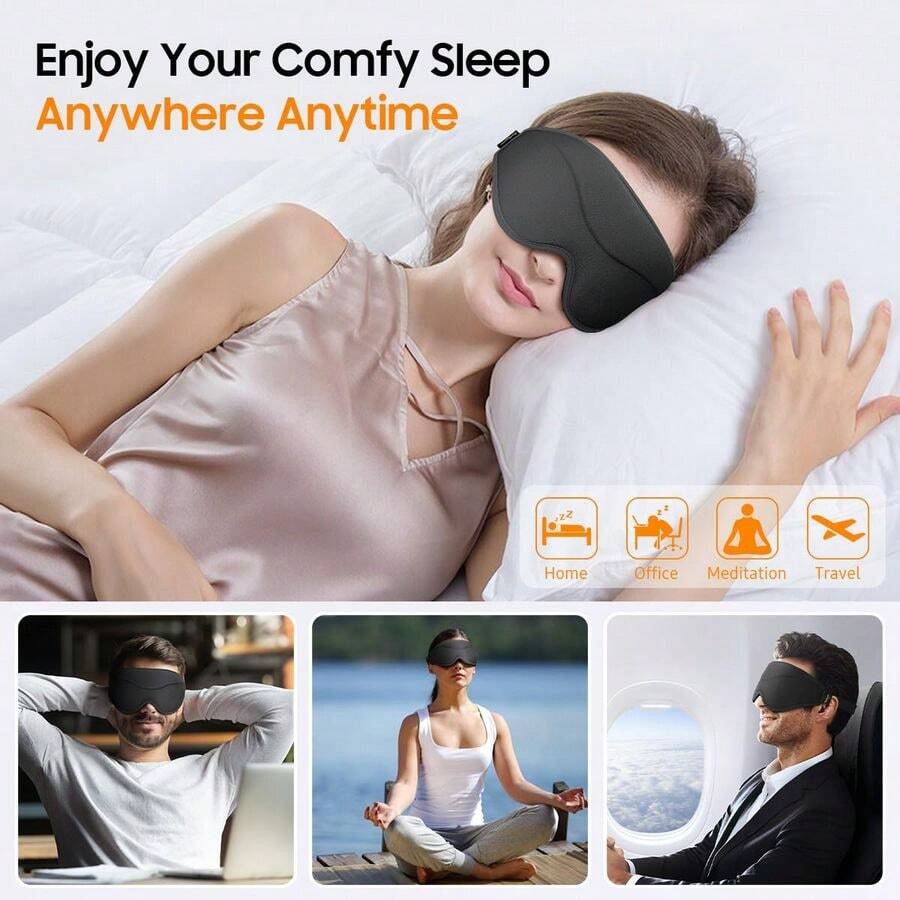 Sleep Mask, 2 Packs Premium Eye Mask For Sleeping, Total Blackout ...