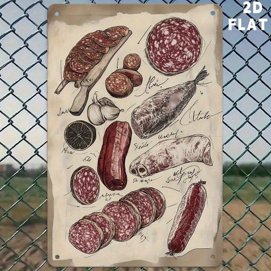 2D Flat, 2D Flat Vintage Meat Chart Metal Wall Art - Antique Kitchen ...