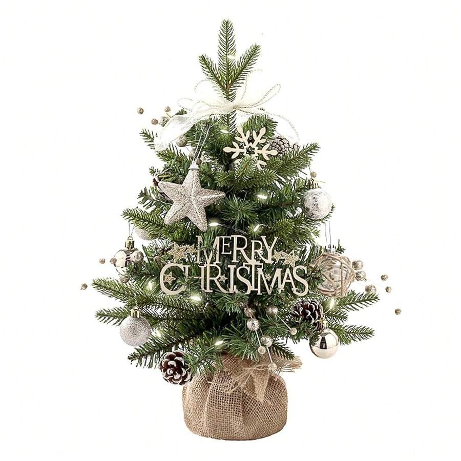 18 Inch Small Table Top Artificial Christmas Tree With LED Lights ...