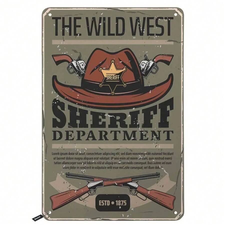 Swono The Wild West Poster Tin Signs,Cowboy Hat With Guns And Letter ...