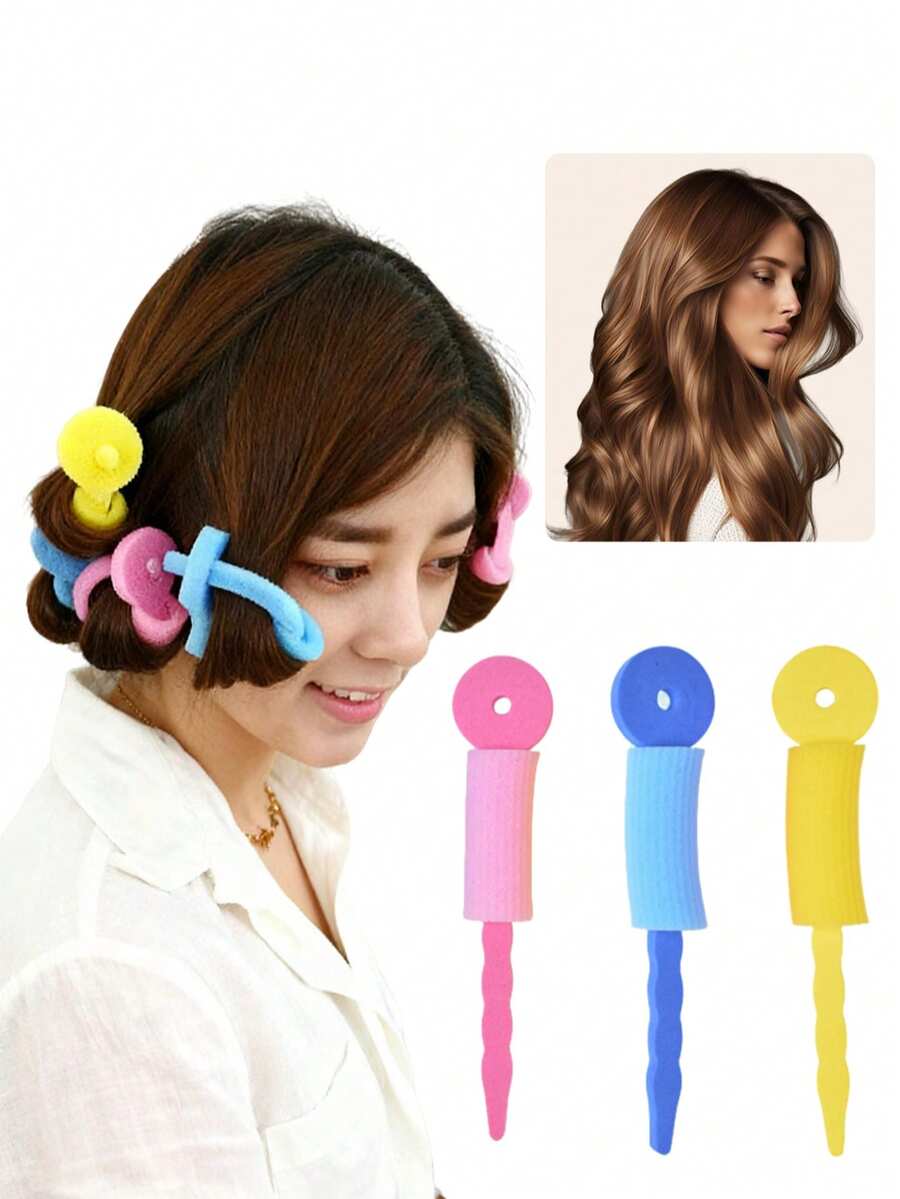 3pcs Soft Sponge Hair Curlers, No Heat Curling Rods Suitable For Long ...