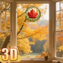 1pc 3D Wind Chime With Red Maple Leaf & Green Foliage Design - 10-Inch ...