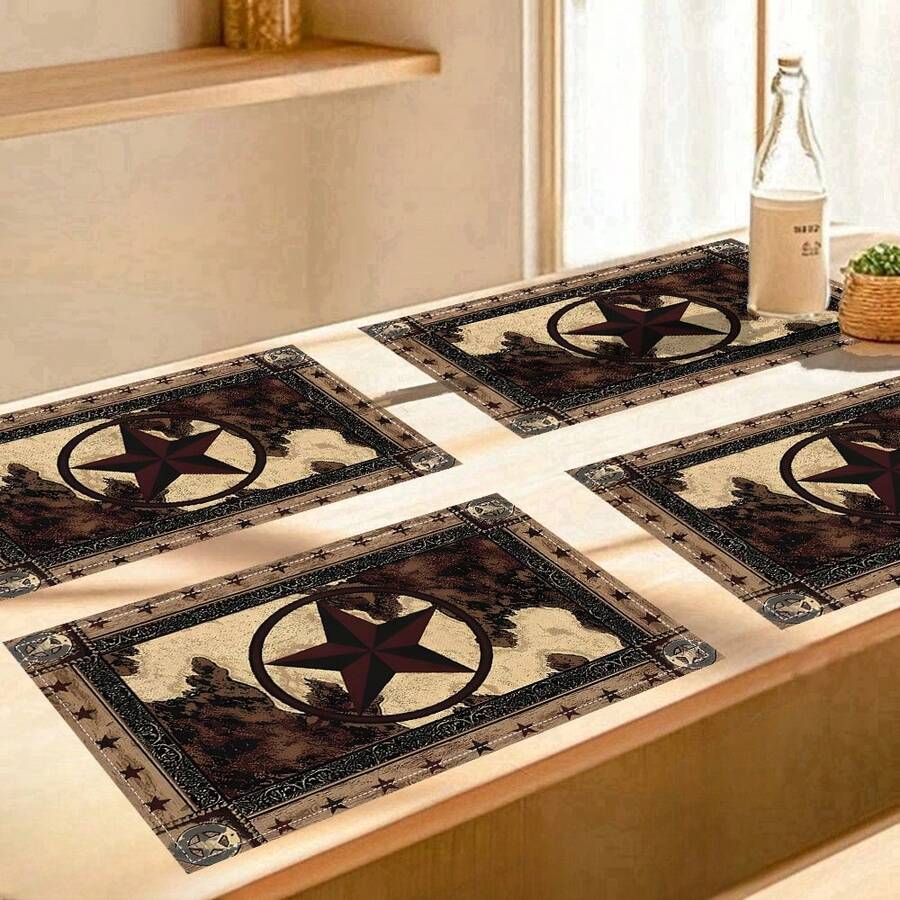 4 Peças Jogos Americanos Retrô com Estrela, 12,5*16,5 polegadas ...