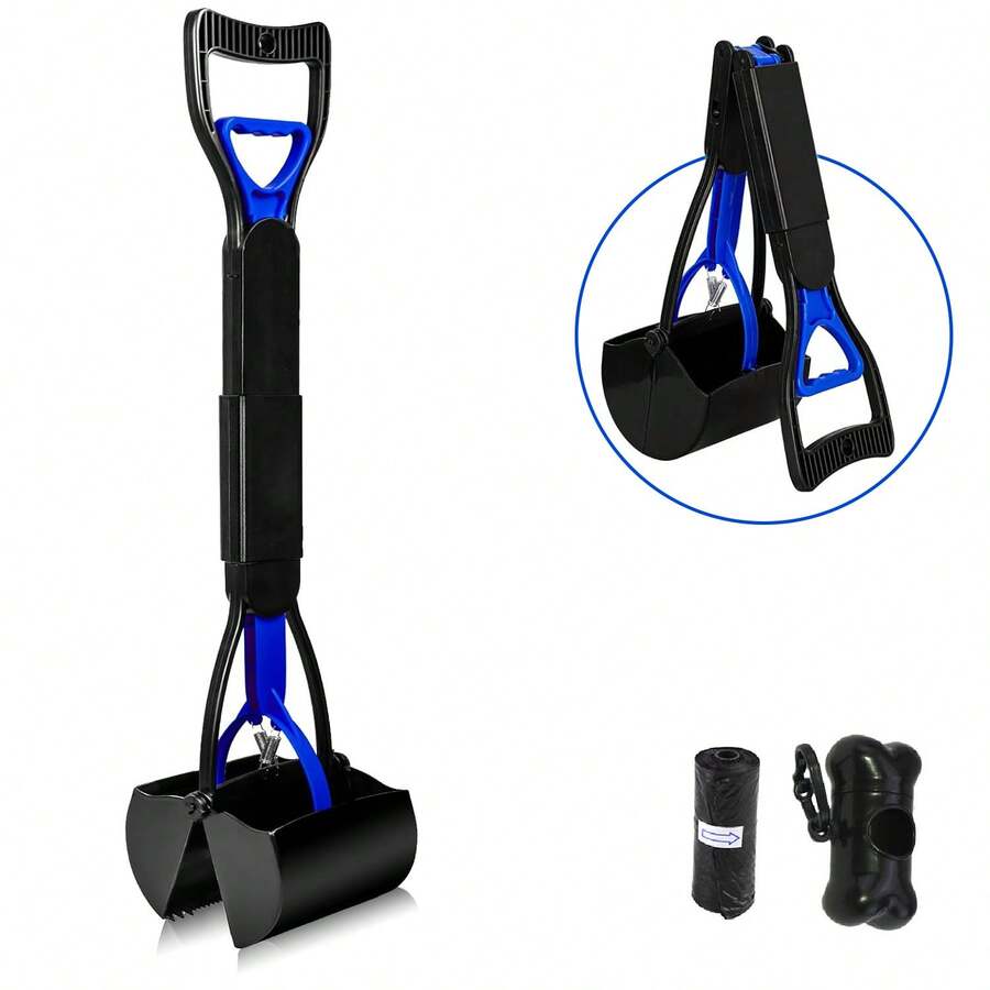 2-In-1 Foldable Dog Waste Scooper With Bag Dispenser - Portable Cleanup ...