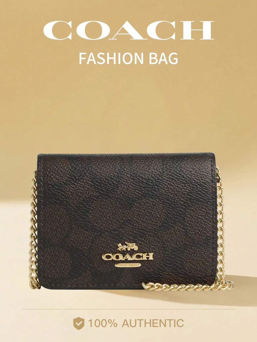 Coach Mini Flap Wallet Leather Crossbody Purses For Women Chain ...