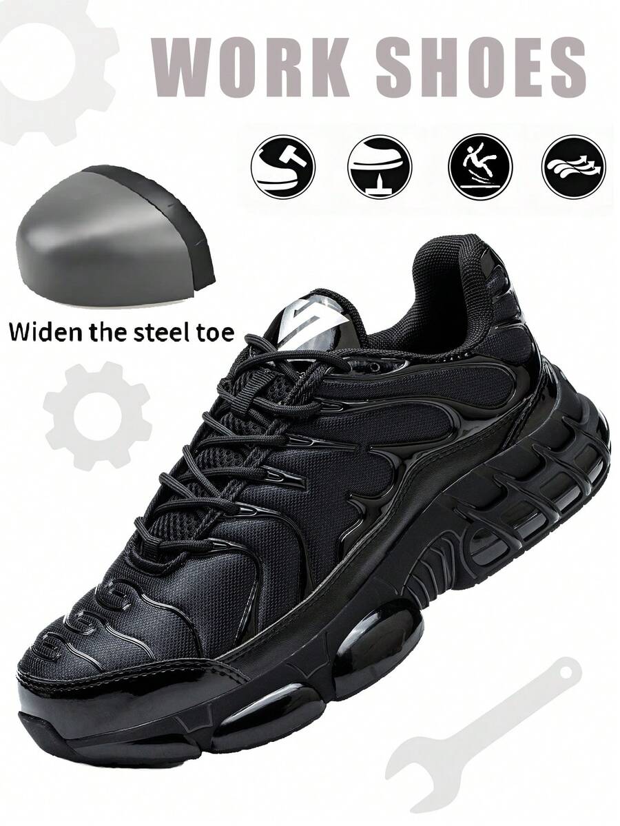 [Size Up Recommended] 1 Pair Steel Toe Safety Shoes, Unisex, Anti ...