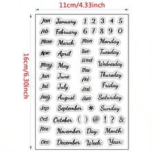 1pc Date, Day, Month Transparent Rubber Stamp Set, Numeric Symbols For Making Cards, Transparent ...