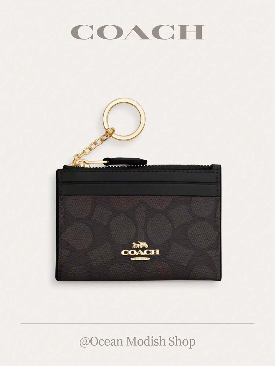 Coach ID Wallet Card Case Leather Purse With ID Window In Signature ...