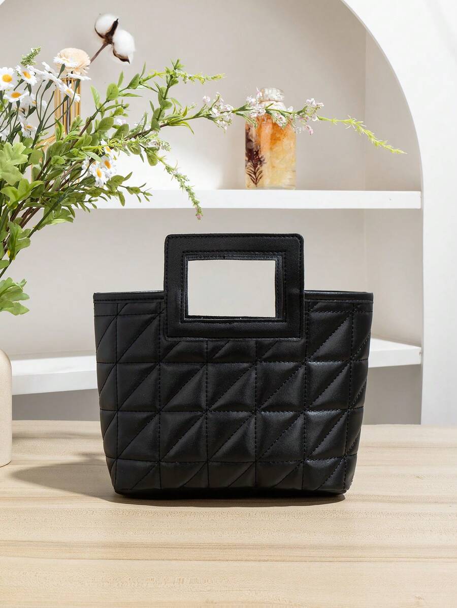 Neue gesteppte Handtasche, einfarbige Shopper-Tasche, Mini-Reisetasche ...