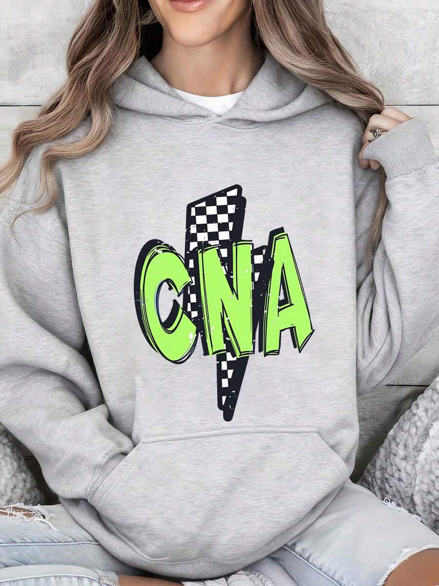 CNA Certified Nursing Assistant Hoodie Grey Sweatshirt With Neon Green ...