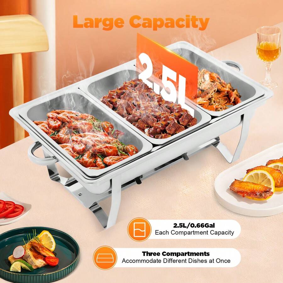 3-Compartment Stainless Steel Insulated Food Warmer Set Lidded Food ...