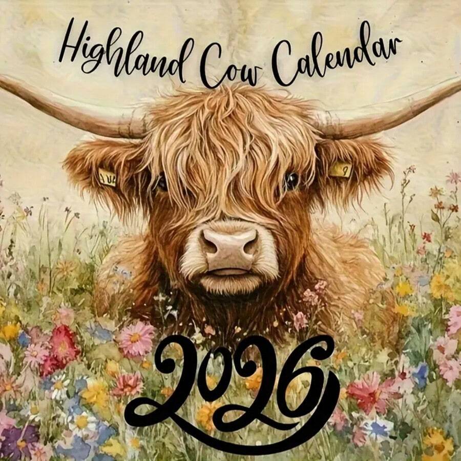 2026 Highland Cow Calendar - Scottish Cattle Planner Book With Monthly ...