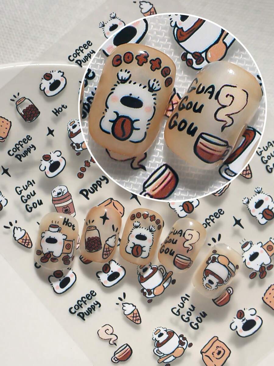 A Cartoon Minimalist Nail Sticker With Embossed Laser Technology, Cute ...