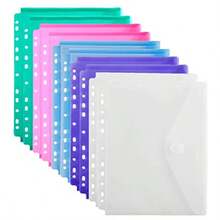 LaOficina 10 Packs 11 Holes Transparent Poly Project Envelope Pocket Insert Pages For Binders ...