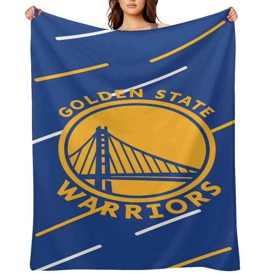 Golden State Warriors Logo Throw Blanket Blue And Yellow Basketball ...