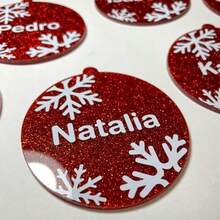 DPack Personalized Christmas Ornaments With Name, Red Glitter Acrylic ...