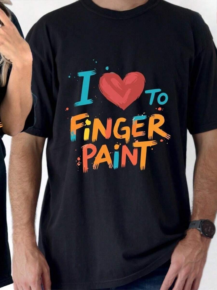 1PC Funny Couple Matching T-Shirt Set: I Love Finger Painting Tees for ...