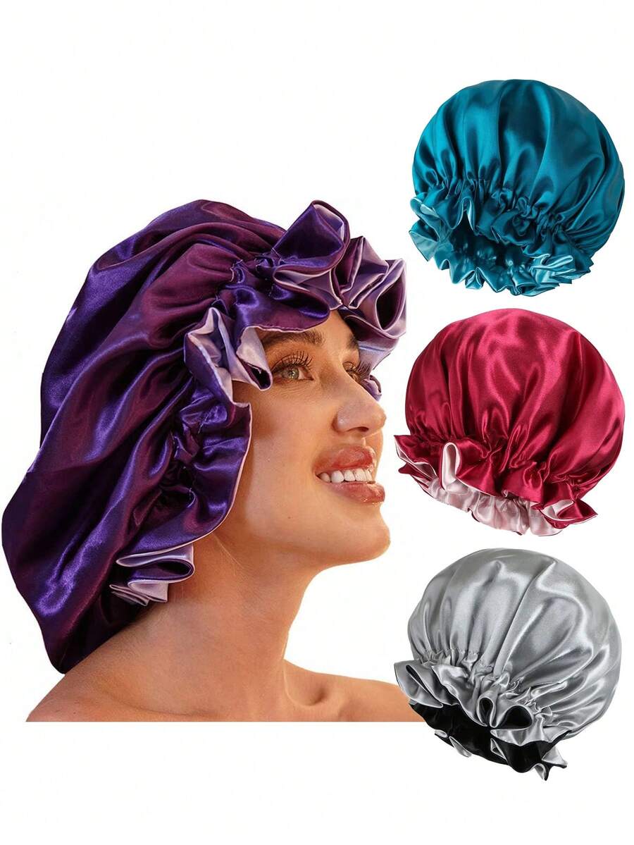 1pc Bonnet Sleep Caps Doublyer Satin Night Caps For Women Hair Wigs ...