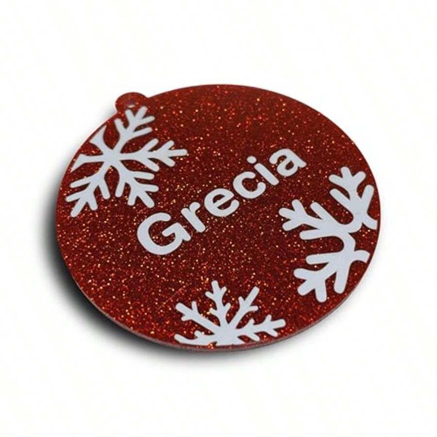 DPack Personalized Christmas Ornaments With Name, Red Glitter Acrylic ...