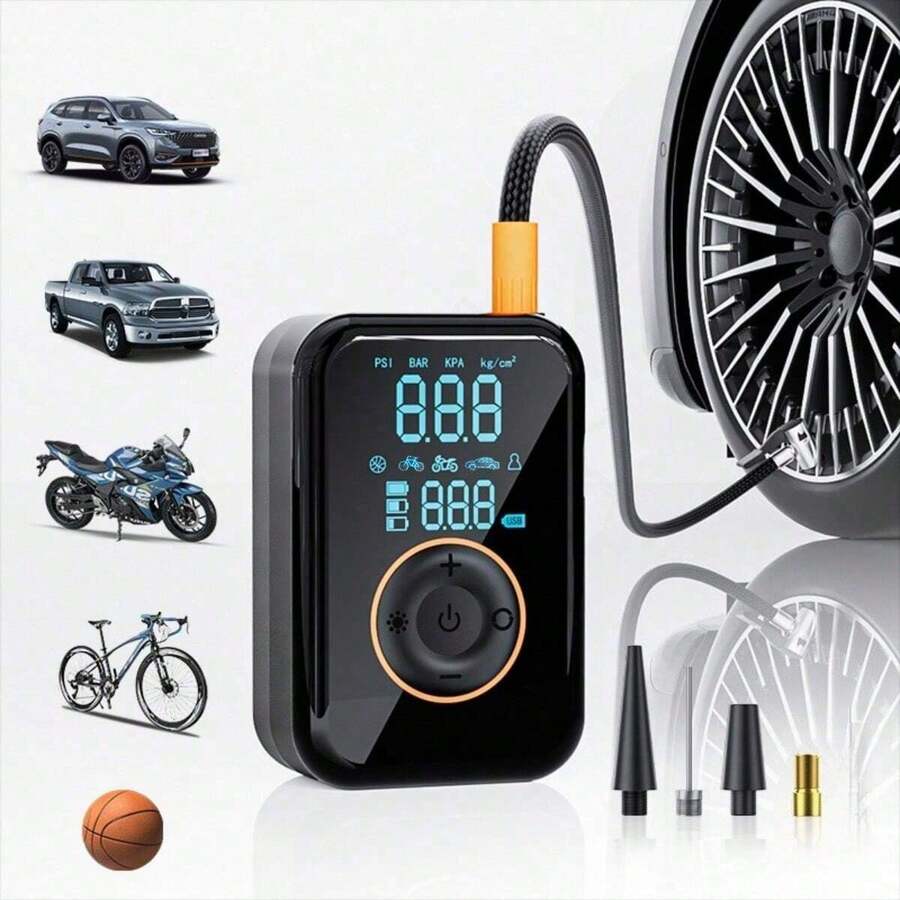 Mini Tire Inflator Wireless Portable Car Air Compressor 150PSI Intelligent Air Pump With Digital ...