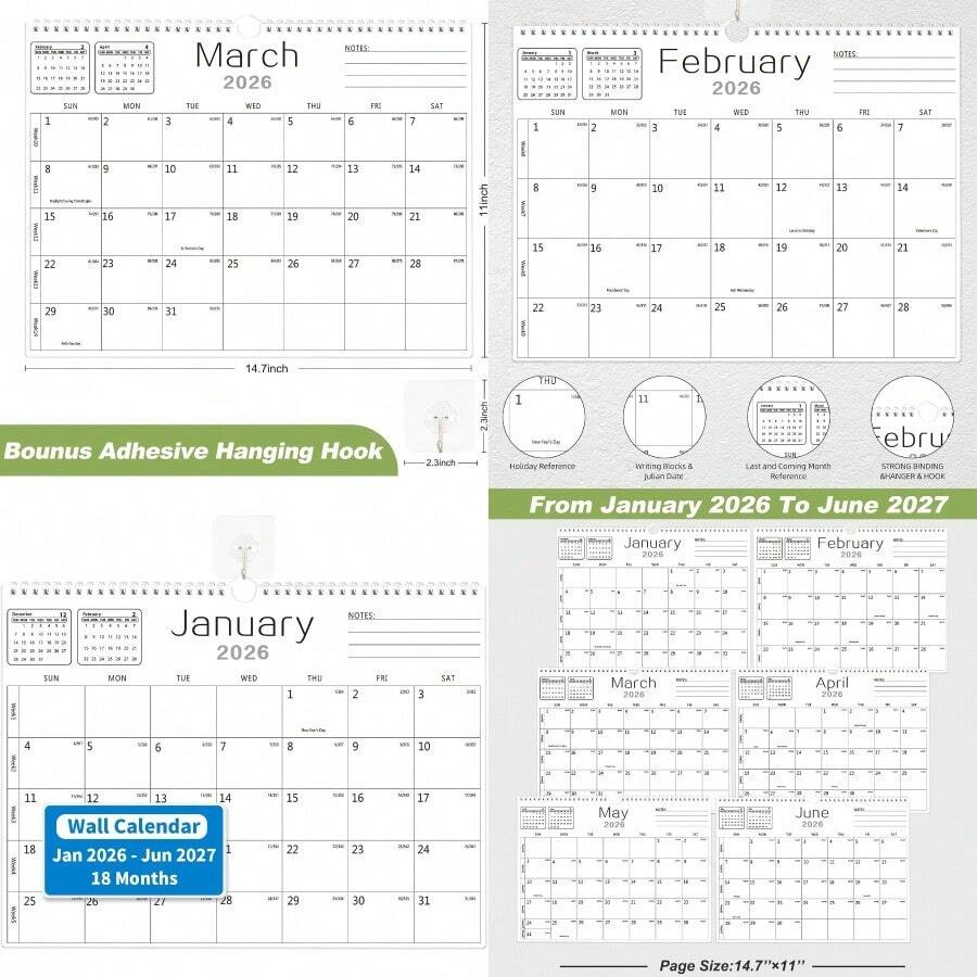 Calendar 2026-2027 Wall Calendar 2026-2027 From January 2026 To June ...
