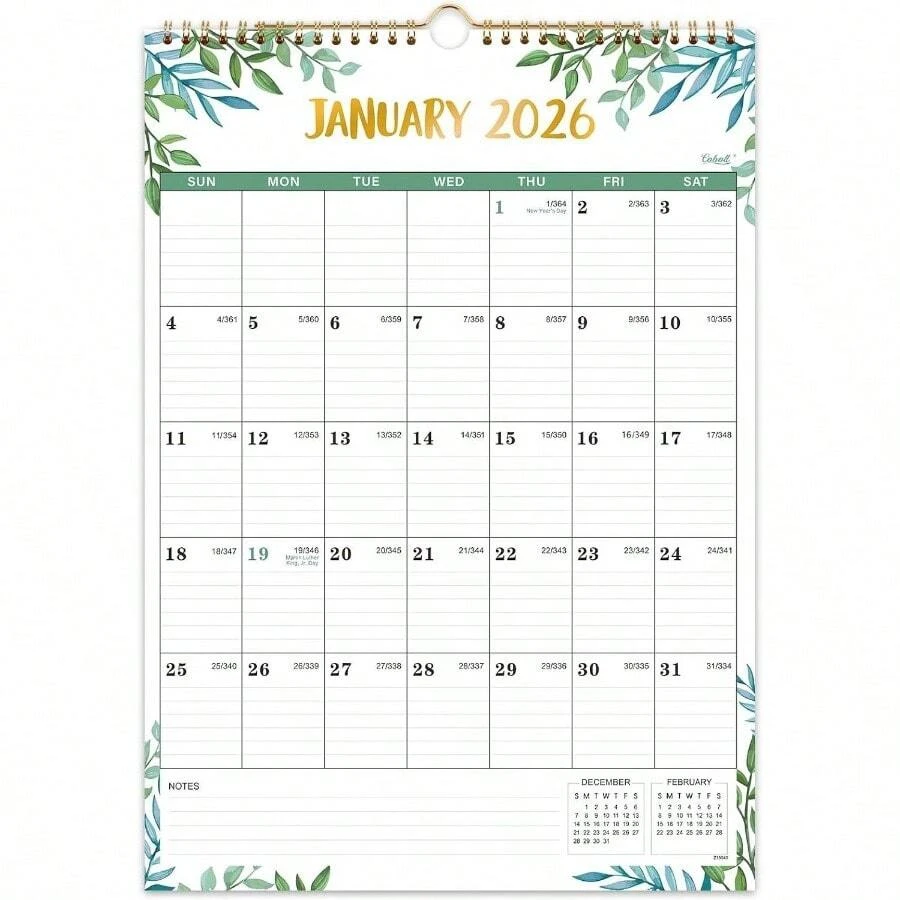 2026 Calendar - 2026 Wall Calendar Vertical, January 2026 - December ...