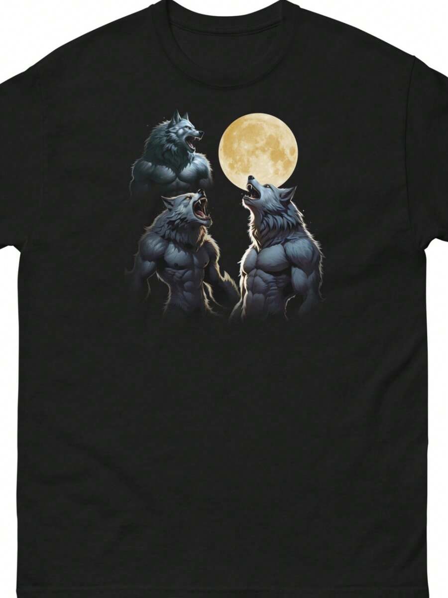 3 Werewolves Howling At The Moon Cryptids Monster Wolves Uni Classic ...