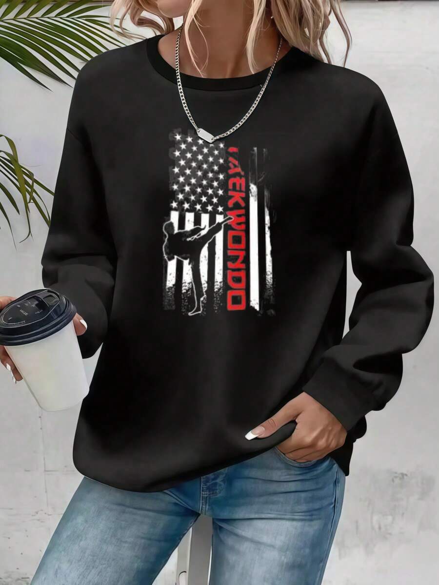 Taekwondo Flag Taekwondo Fighter US Flag Unisex T-Shirt_912_t1 | SHEIN USA