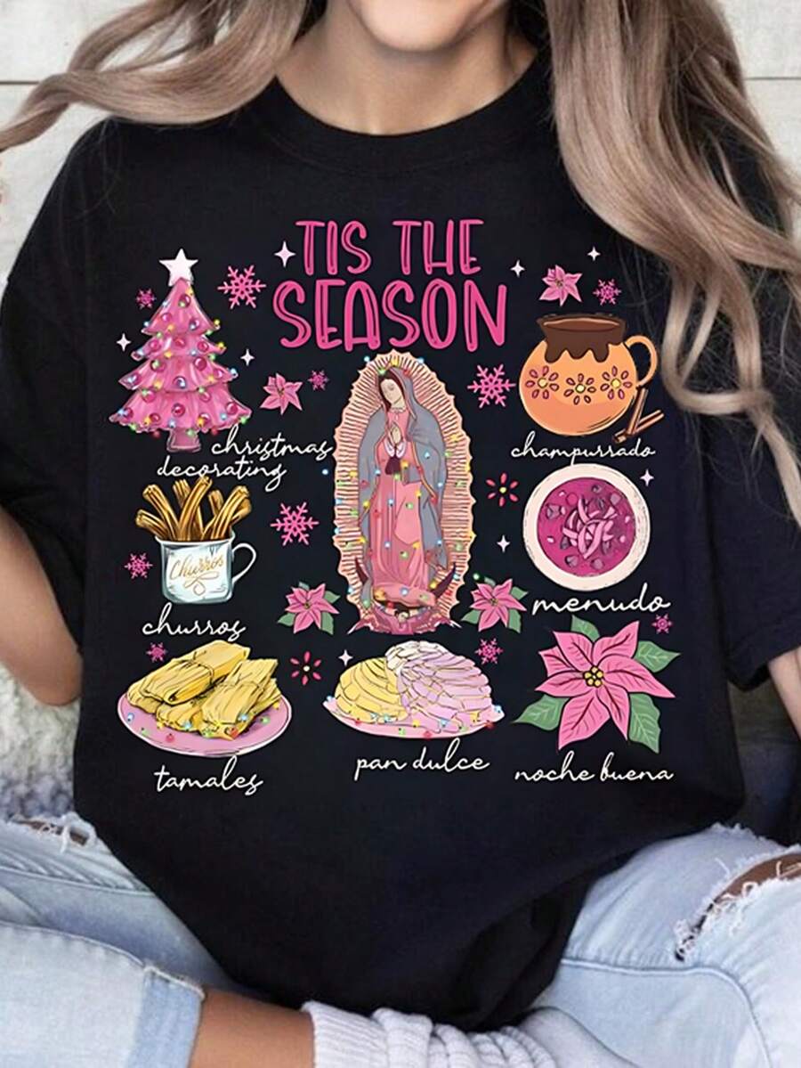 Playera mujer algodón Coquette Christmas Tis The Season Navidad ...