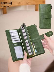 CHARM INFINITE Carteira de Couro Macio de Grande Capacidade com ...