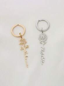 1pc Custom Name Birth Flower Keychain, Exquisite Personalized Keyring ...